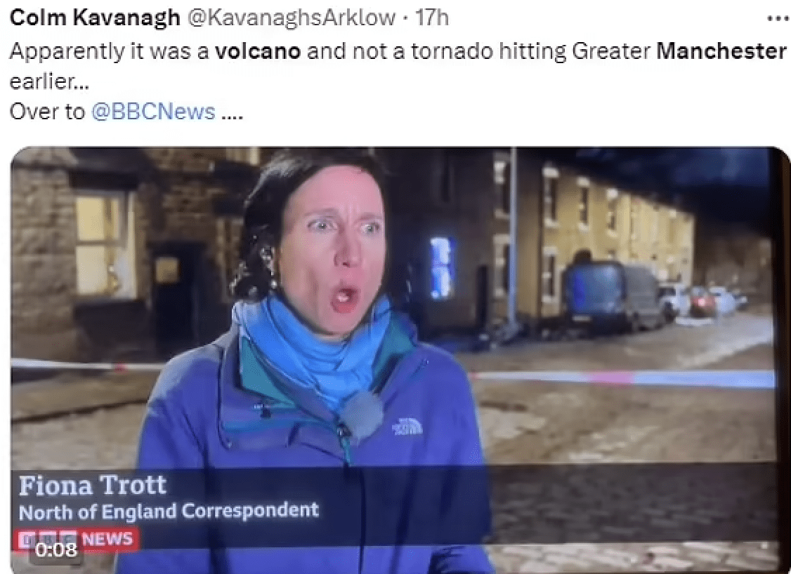 BBC News Viewers Amused as Reporter Mistakenly Mentions Volcano Instead ...