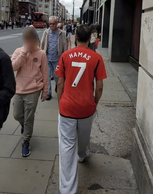 Manhunt Launched After Man Spotted Wearing 'Hamas 7' Manchester United ...